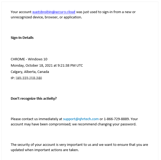 Accuro Cloud - New Sign-In Notification