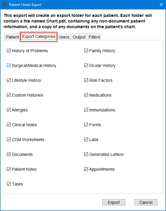 Export - Patient Chart (PDF)