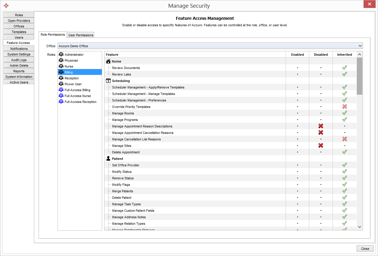 User Management - Feature Access