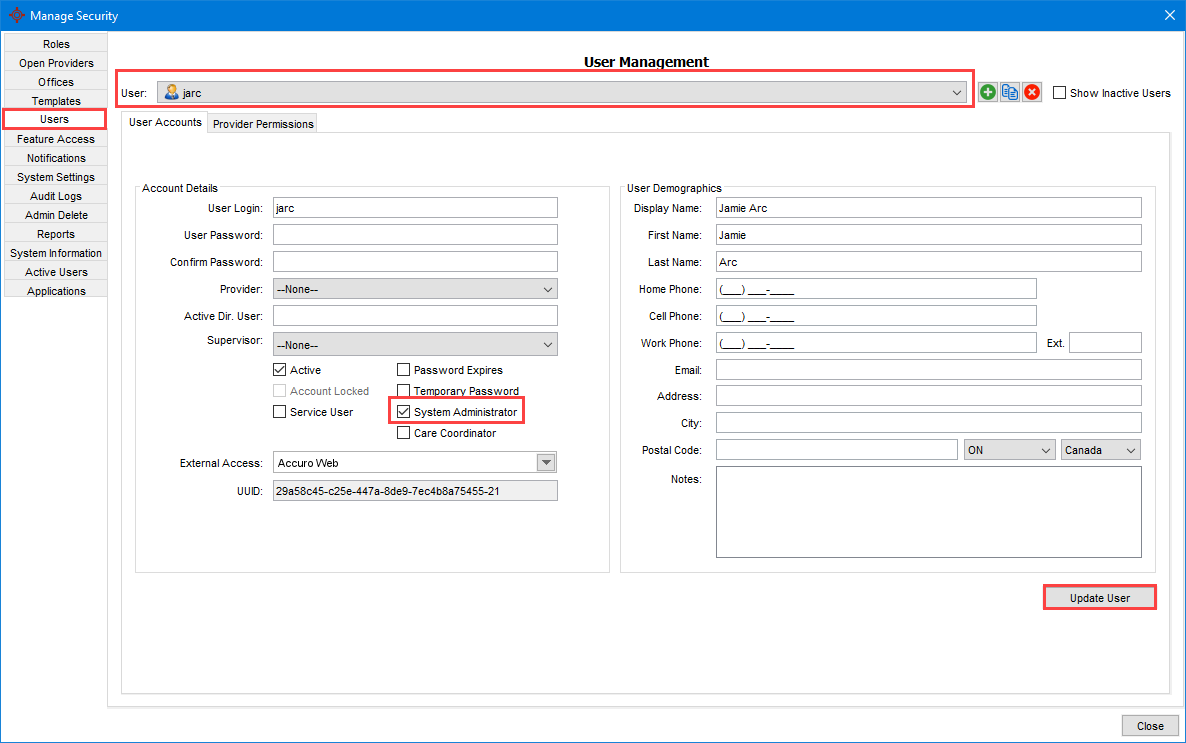 EMR - Accuro System Administrators