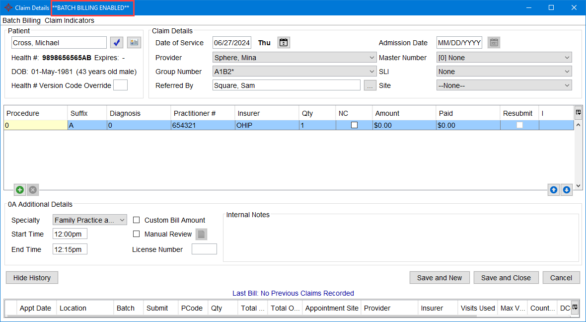 Claims - Batch Billing