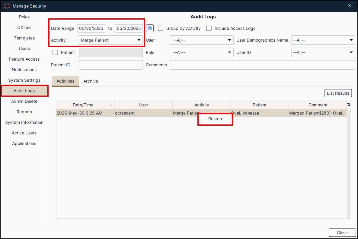 EMR - Merge Duplicate Patients