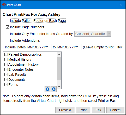 EMR - Printing From a Patient's Chart