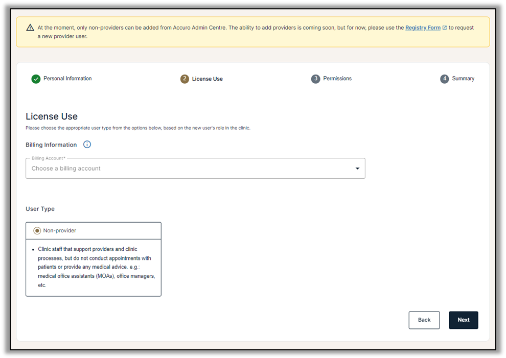 Accuro Admin Centre - Add a New User (Non-Provider)