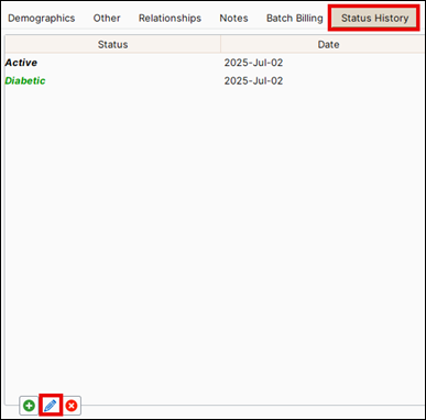 Adding and Editing Patient Status