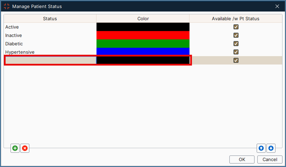 Adding and Editing Patient Status
