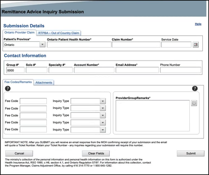 Claims - Ontario - RAI and Manual Review (eSubmit)