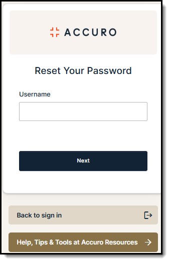 Self-Serve - Accuro ONE ID Password Reset
