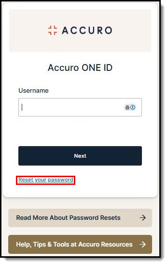 Self-Serve - Accuro ONE ID Password Reset