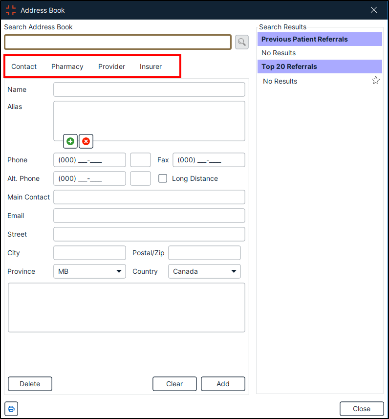 How to Use the Accuro Address Book